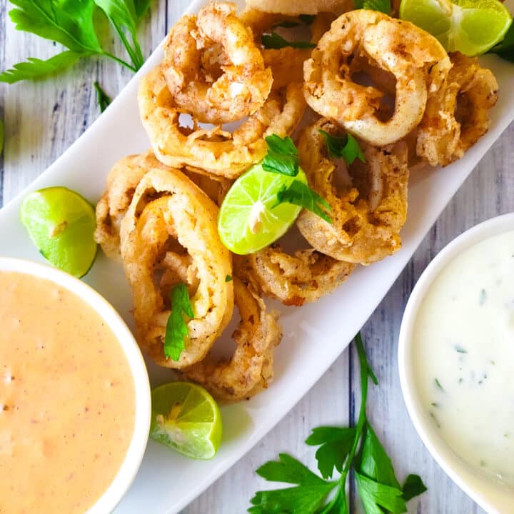 Fried Calamari with Creamy Chipotle Sauce - Mexican Appetizers and More!